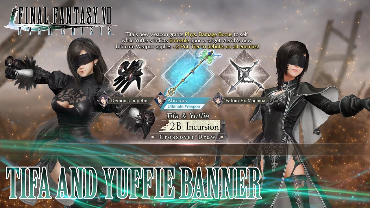 Tifa and Yuffie Nier crossover banner review || Final Fantasy VII Ever ...