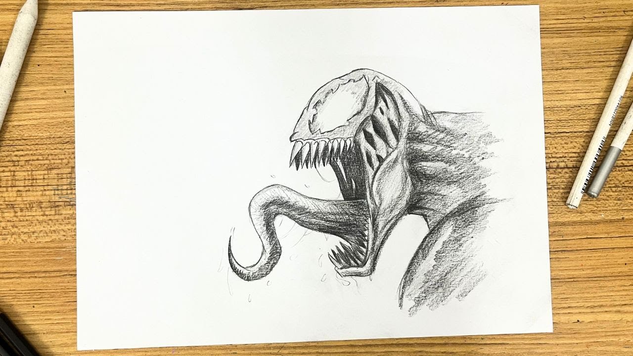 How To Draw Venom | Sketch drawing for beginners step by step | Paint9 ...
