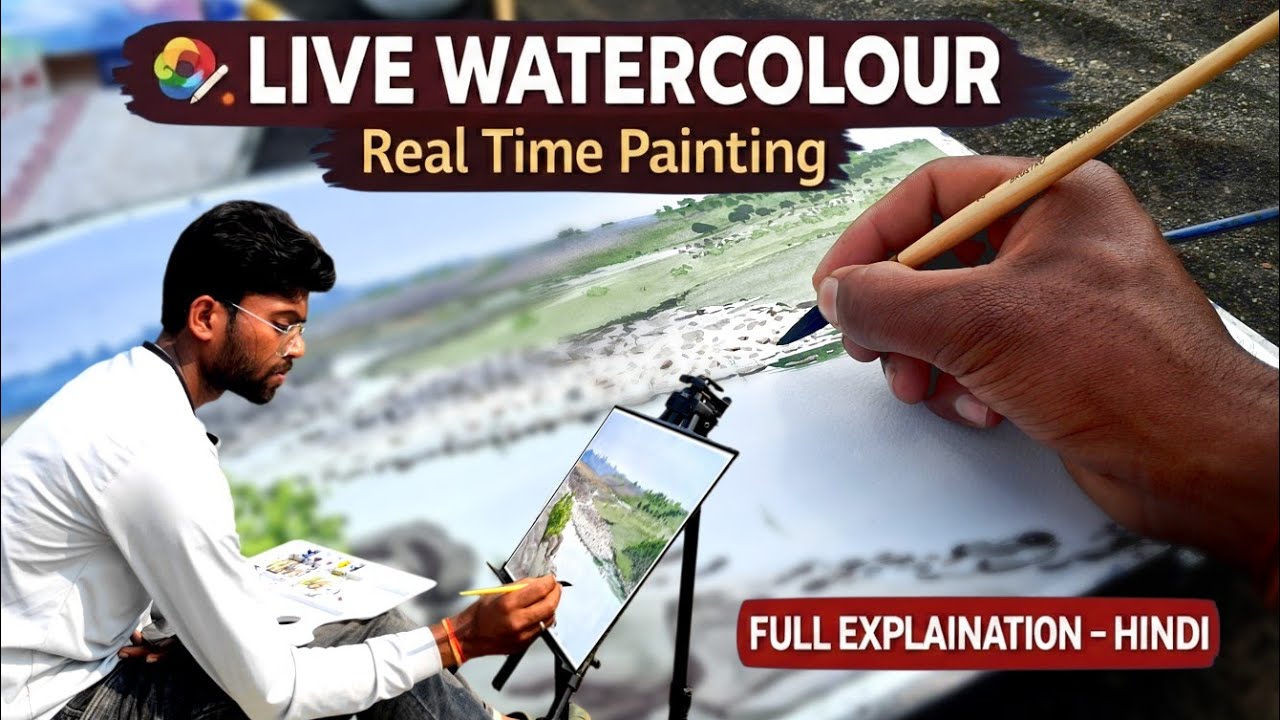How to do Realistic Watercolor Landscape | Live Watercolour Landscape ...