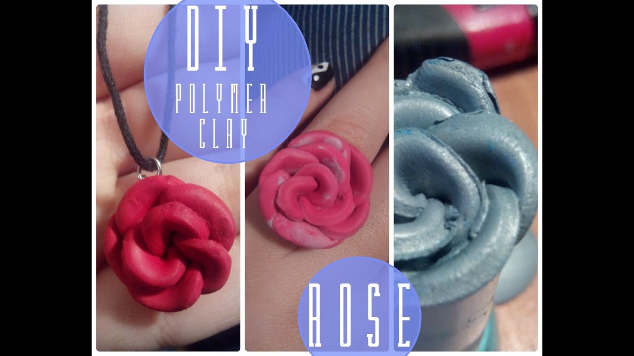 DIY| Polymer clay charm and ring (rose) - YouTube