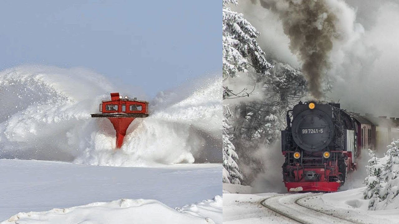 Top Awesome TRAIN & SNOW | Awesome Powerful Snow Plow Train Removal ...