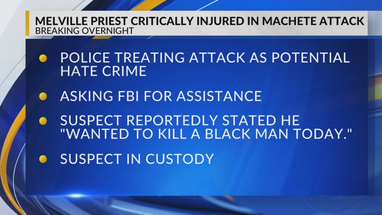 Melville priest attacked with machete, suspect in custody - YouTube