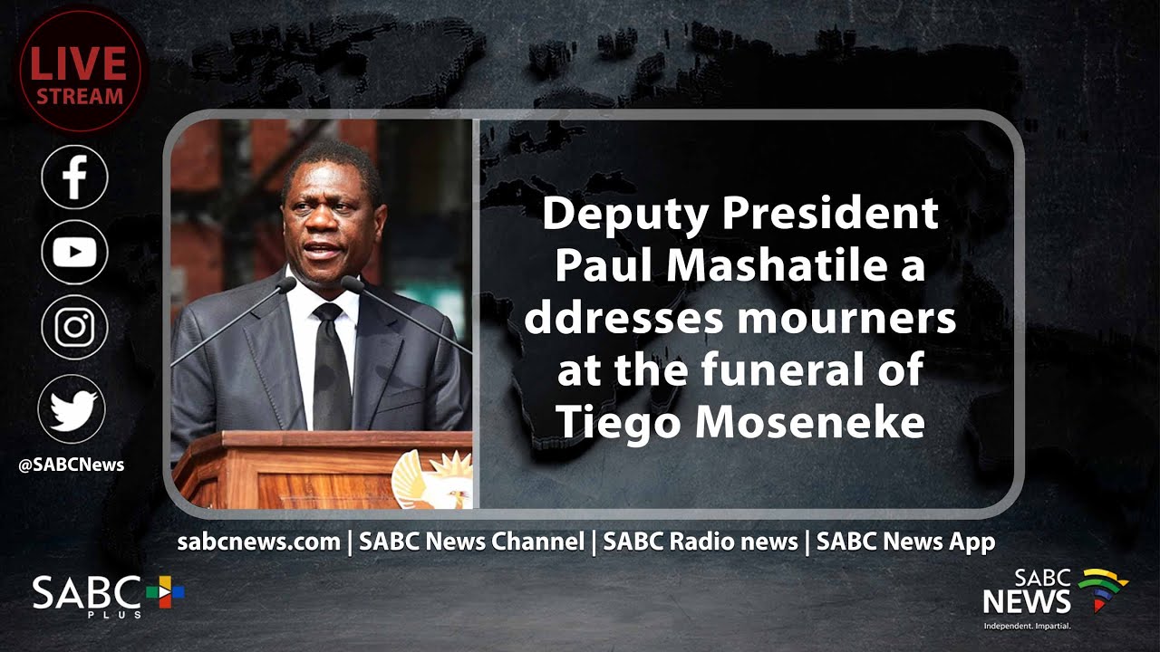 Deputy President Paul Mashatile addresses mourners at the funeral of ...