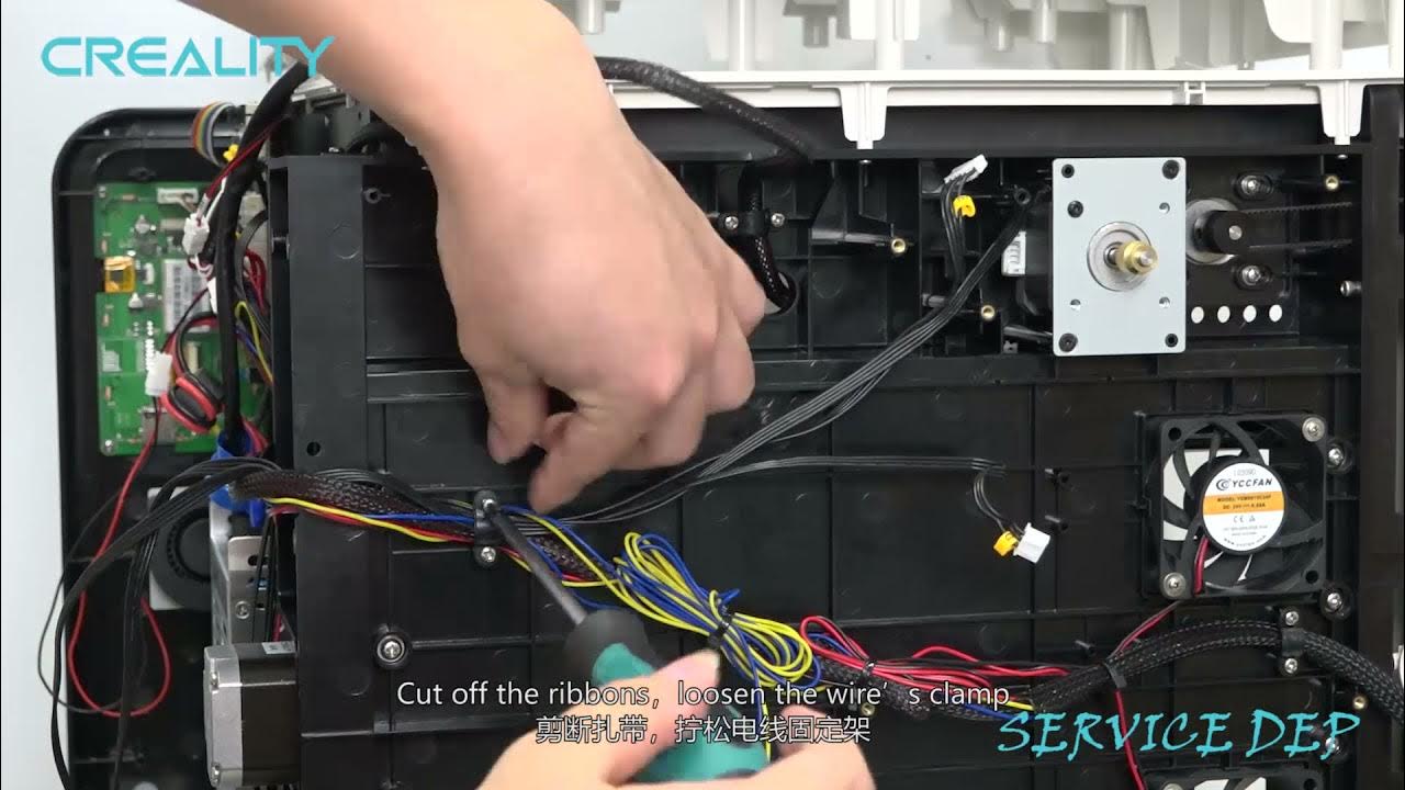 Service tutorial CR 200B replace X axis motor wire - YouTube