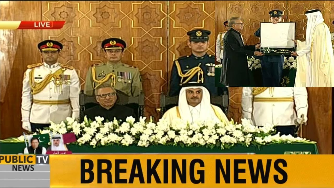 President Arif Alvi awards the Nishan-e-Pakistan to Emir e Qatar Sheikh ...