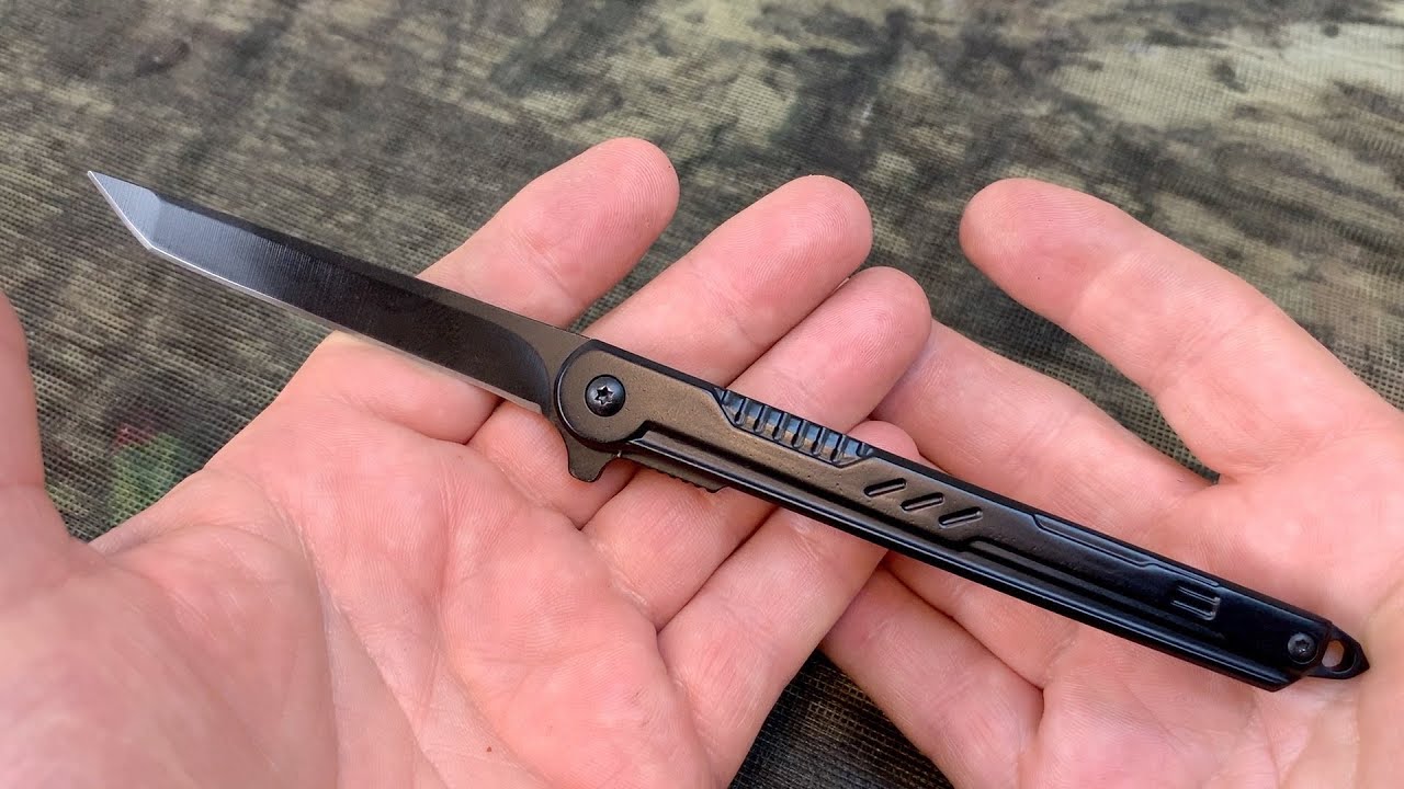 Sleek and Compact ~ Funbro EDC Tanto Folding Knife ~ Easily Hidden ...