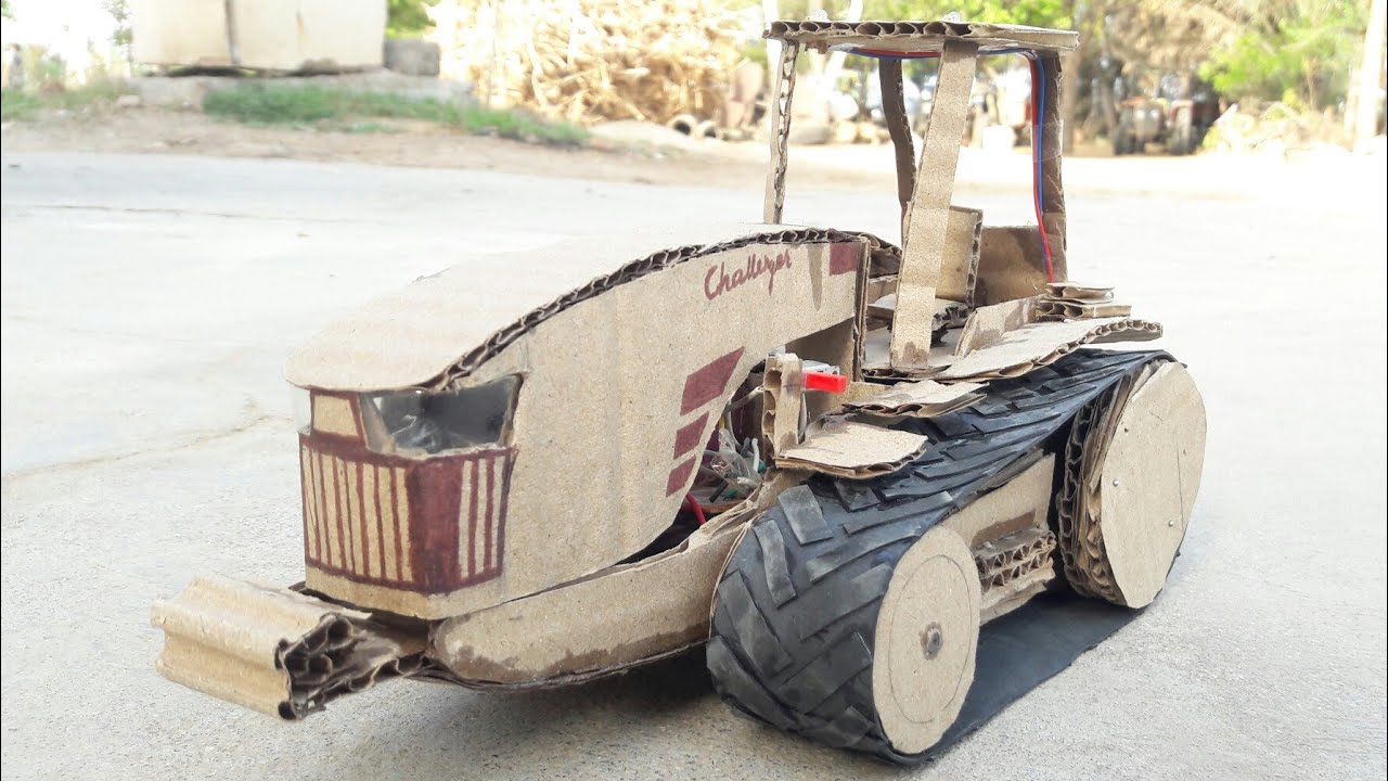 How to make a Cardboard Tractor Very Simple | Belt Tractor - YouTube
