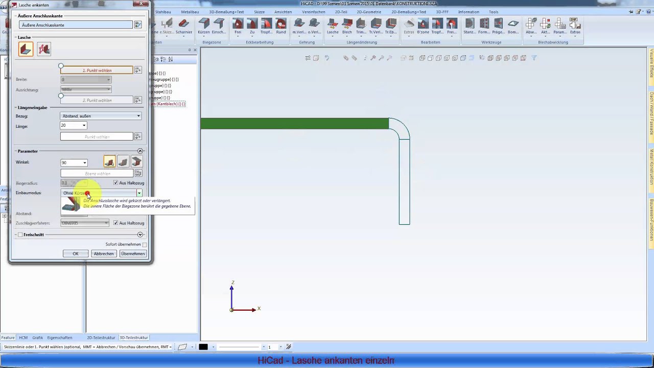 HiCad Tutorial #B4 Lasche ankanten einzeln - YouTube