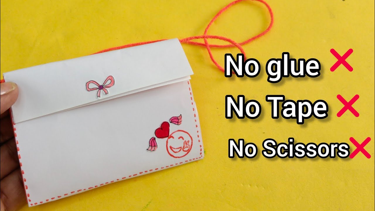 ORIGAMI Coin Purse Making Without Glue and Tape || no glue paper crafts ...