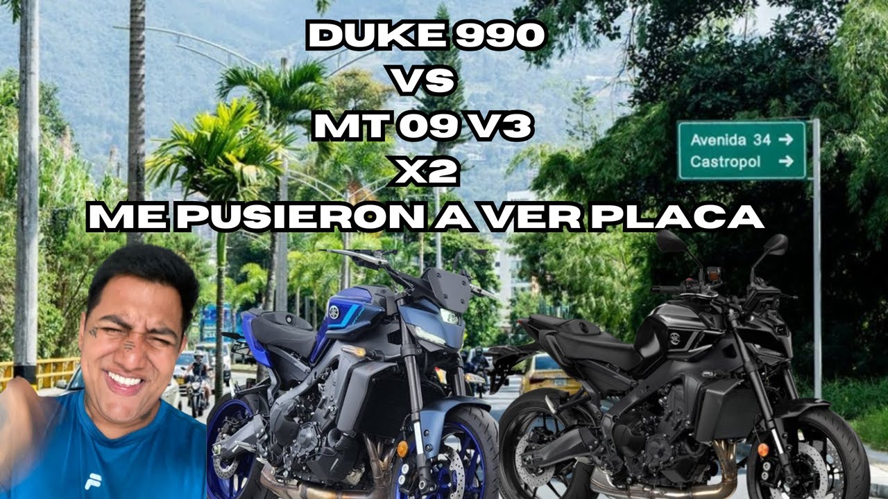 Yamaha MT 09 VS KTM 990 PARCHANDO CON AMIGOS EN PALMAS MEDELLÍN - YouTube