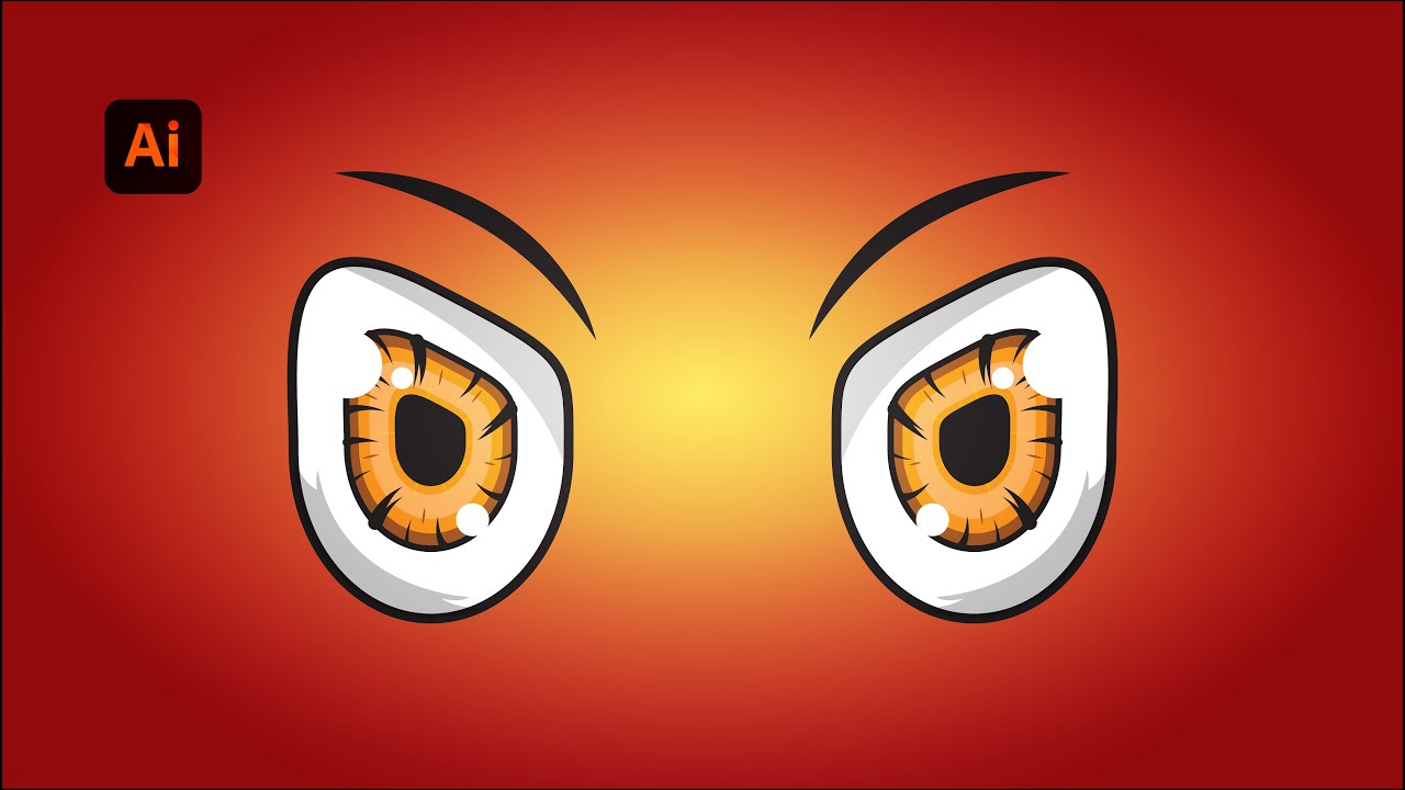 How to draw cartoonish style anime eye in illustrator I Tutorial for ...