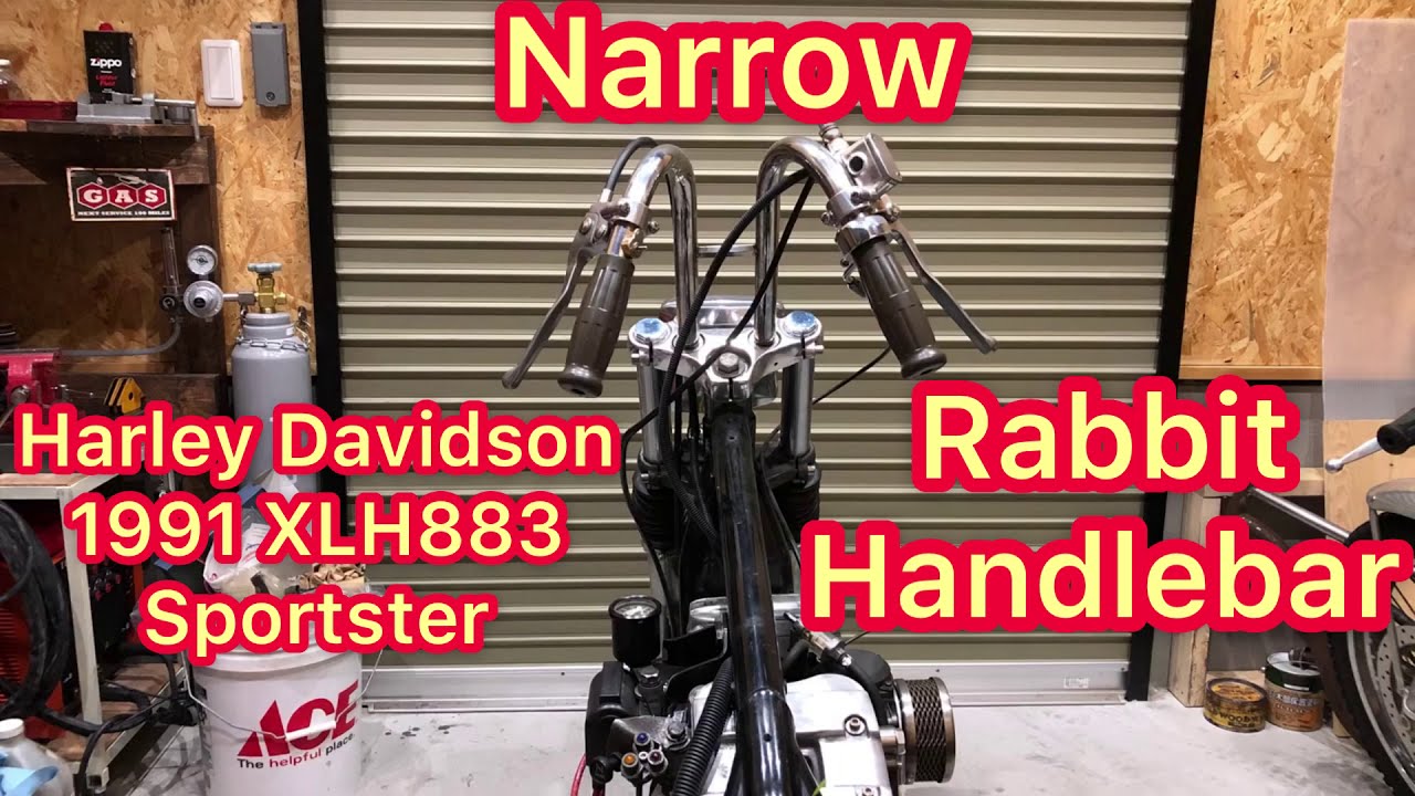 1991 XLH883 sportster rabbit handlebar narrow simple chopper - YouTube