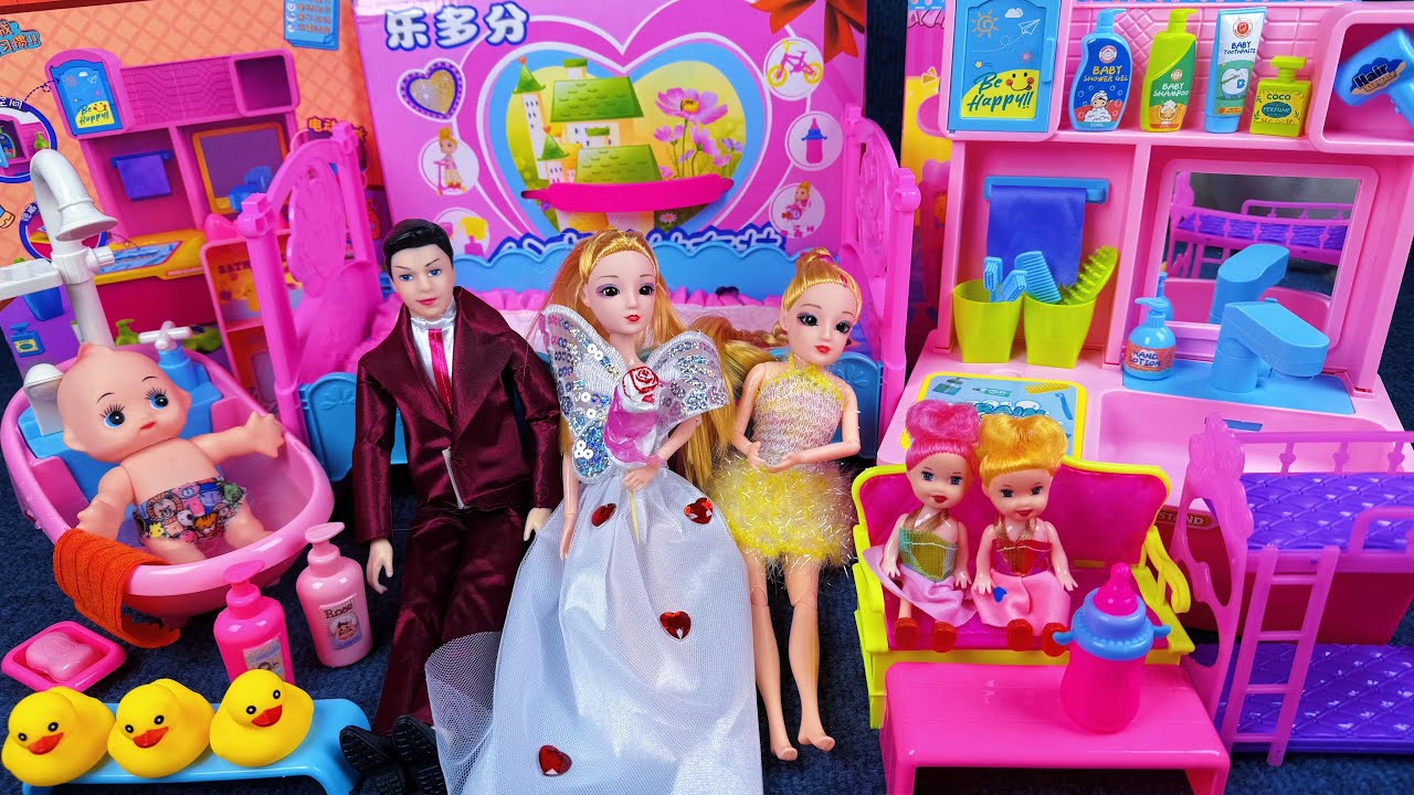 13 Minutes Satisfying with Barbie toys with Unboxing Washing Playset ...