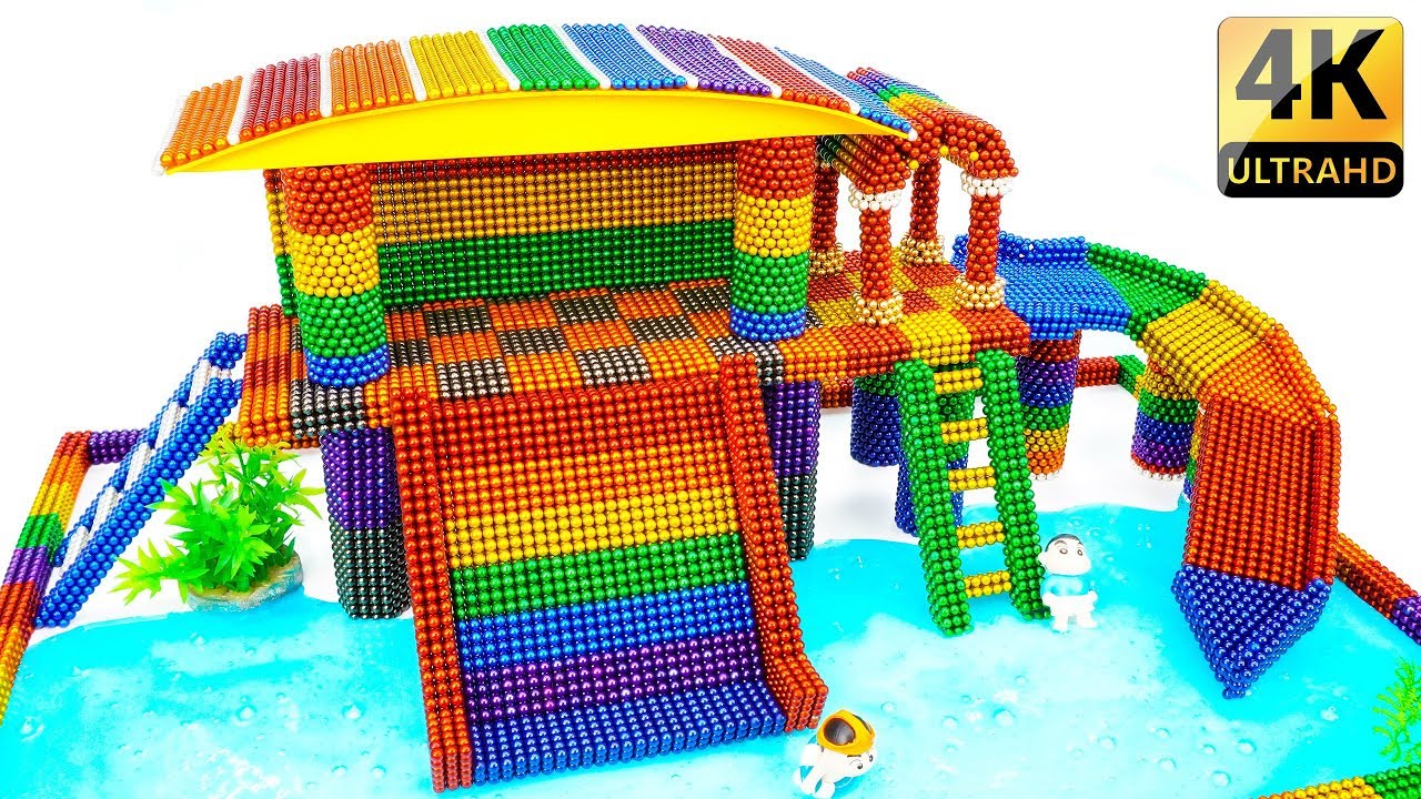 DIY How To Build Rainbow Swimming Pool Playground From Magnetic Balls ...