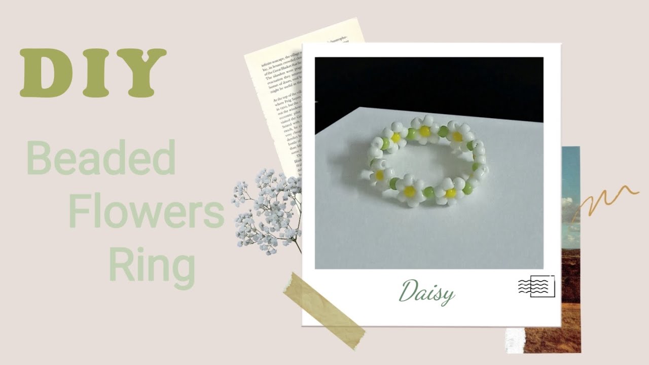 DIY🌼How to make a easy ring|Beaded Flowers Ring tutorial|Nhẫn hạt cườm ...