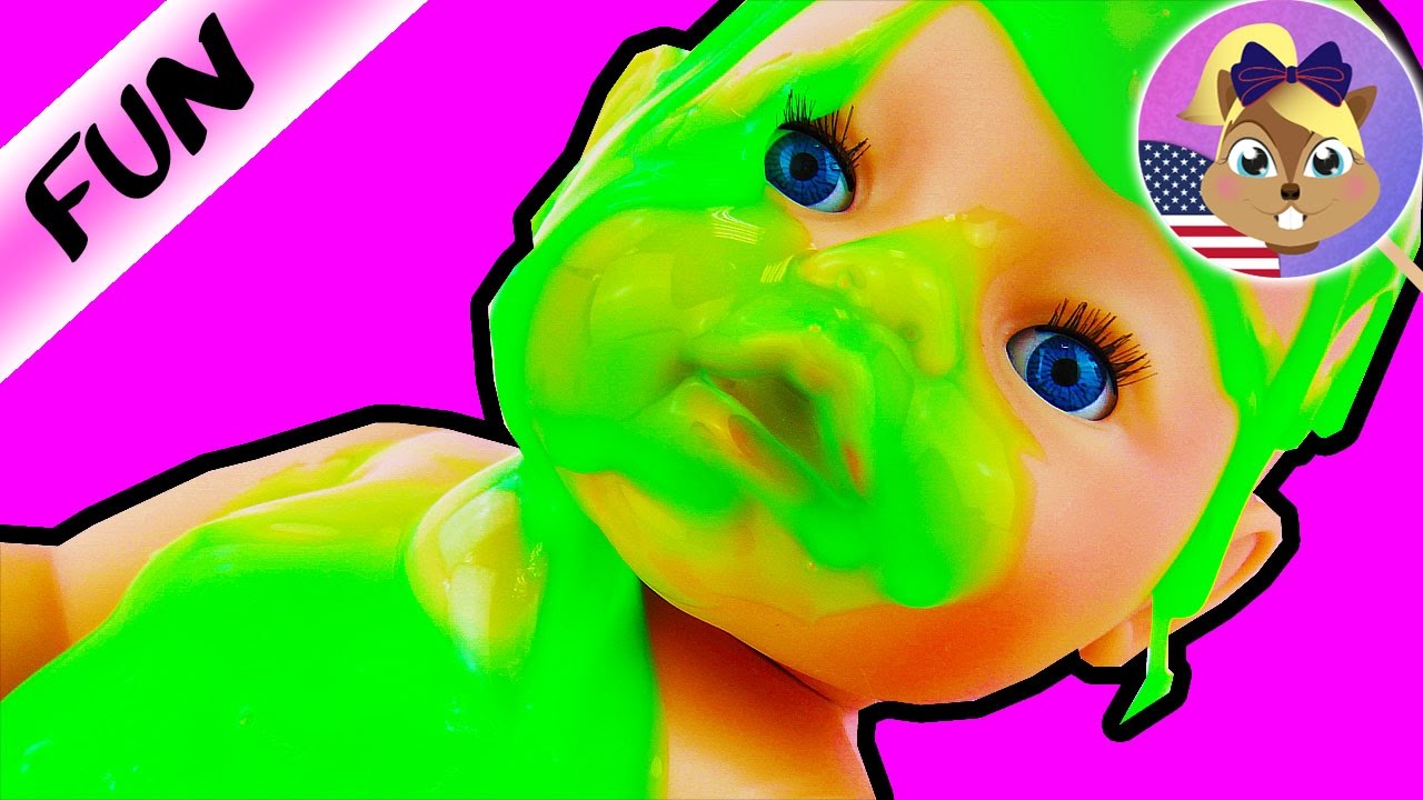 Baby Born Slime Bath - Doll bathes in green Slime | Doll in Slime Bath ...