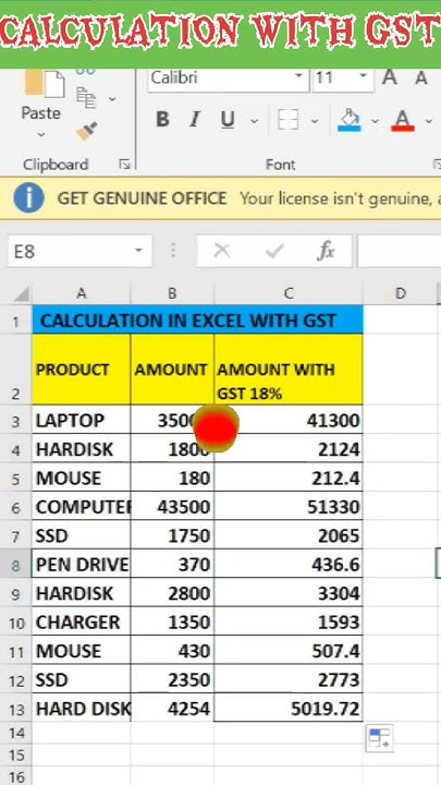 Quick calculation amount with GST in advance Excel #exceltips #shorts #exceltricks - YouTube