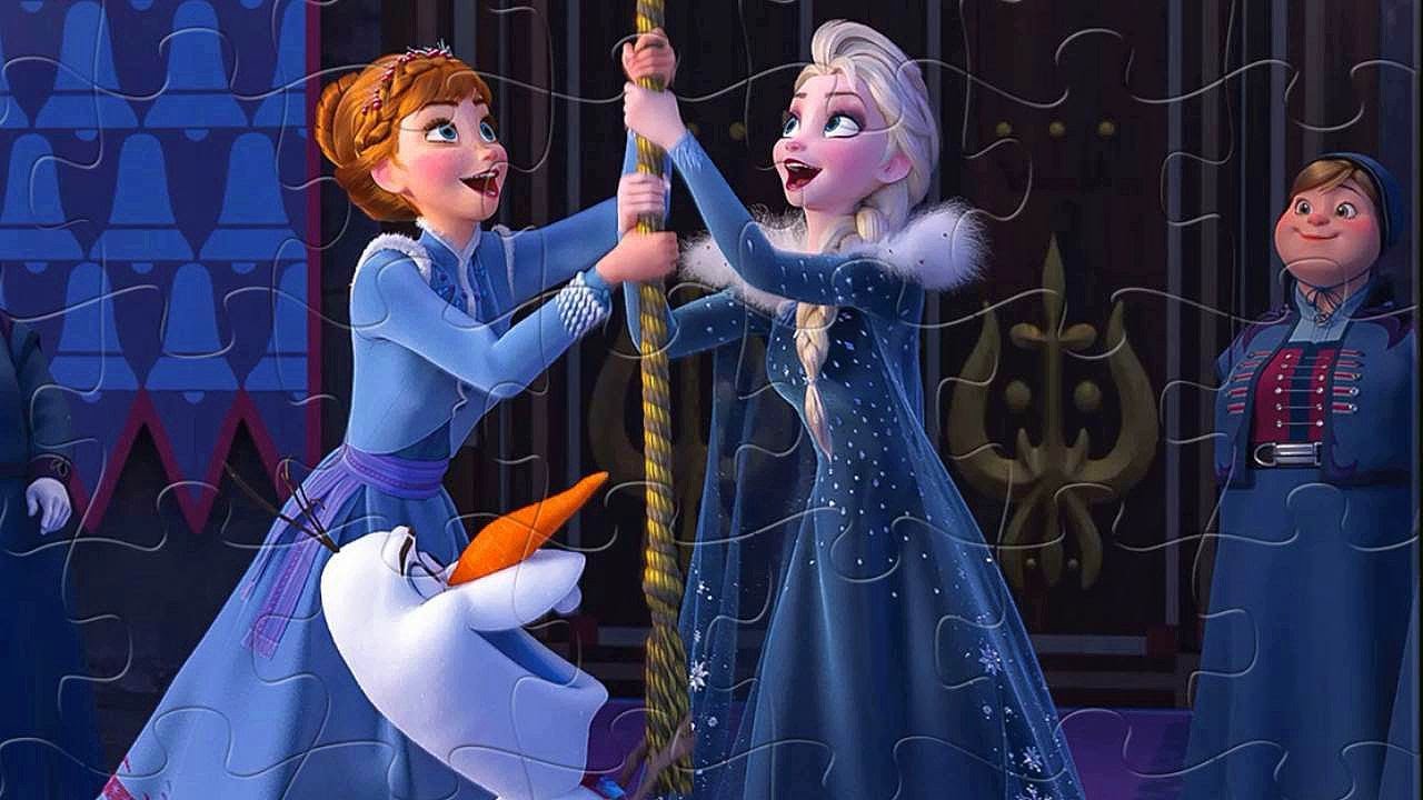 Princesses Anna and Elsa have a competition - solving Magic Jigsaw ...