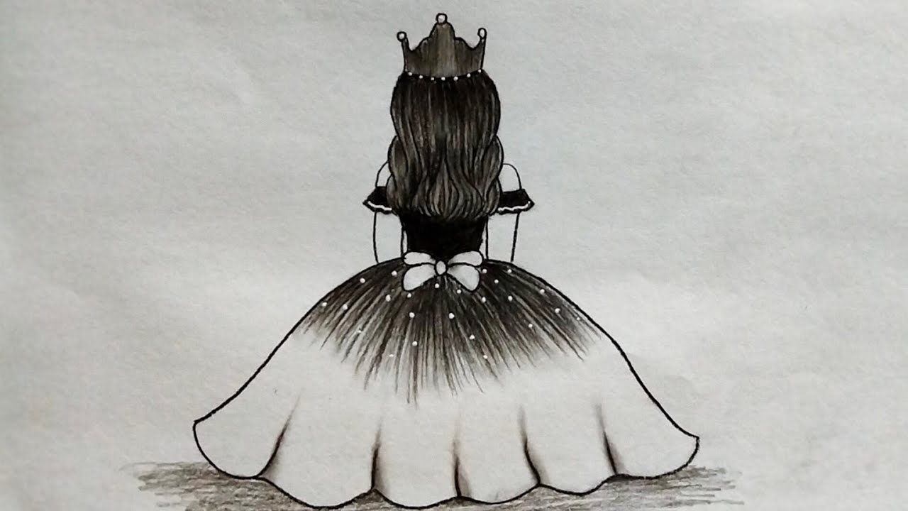 How to draw Princess Girl Backside - Drawing easy || Pencil sketch for ...