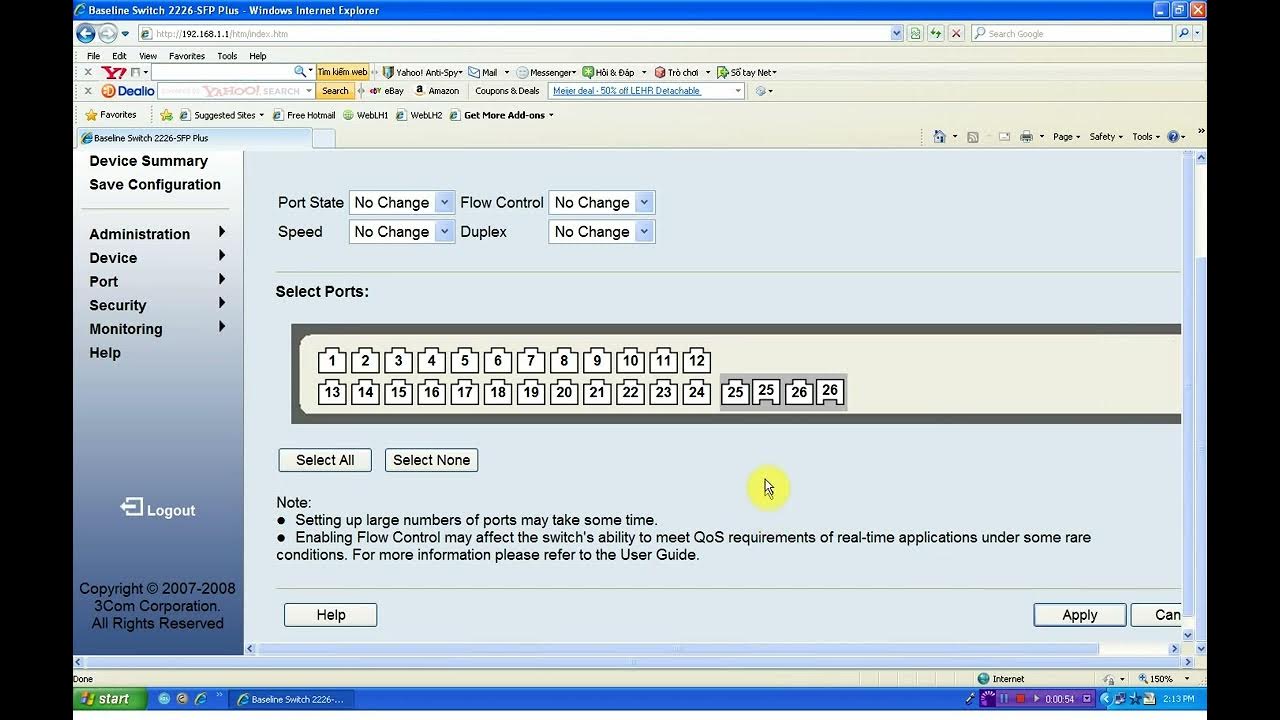 Config Port uplink switch 3COM 2226 SFP Plus - YouTube