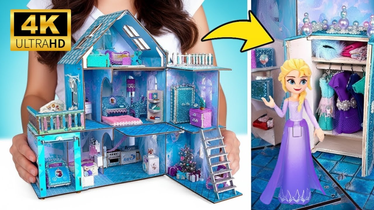 Build a Frozen Mini House for Queen Elsa ️ DIY Dollhouse Crafts [4K ...