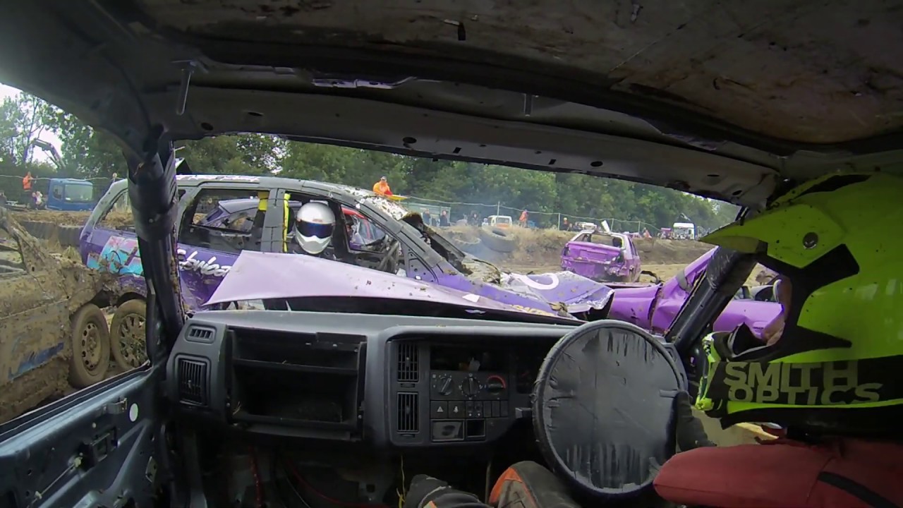 STANSTED RACEWAY BANGER RACING PURPLE DAY IN CAR - YouTube
