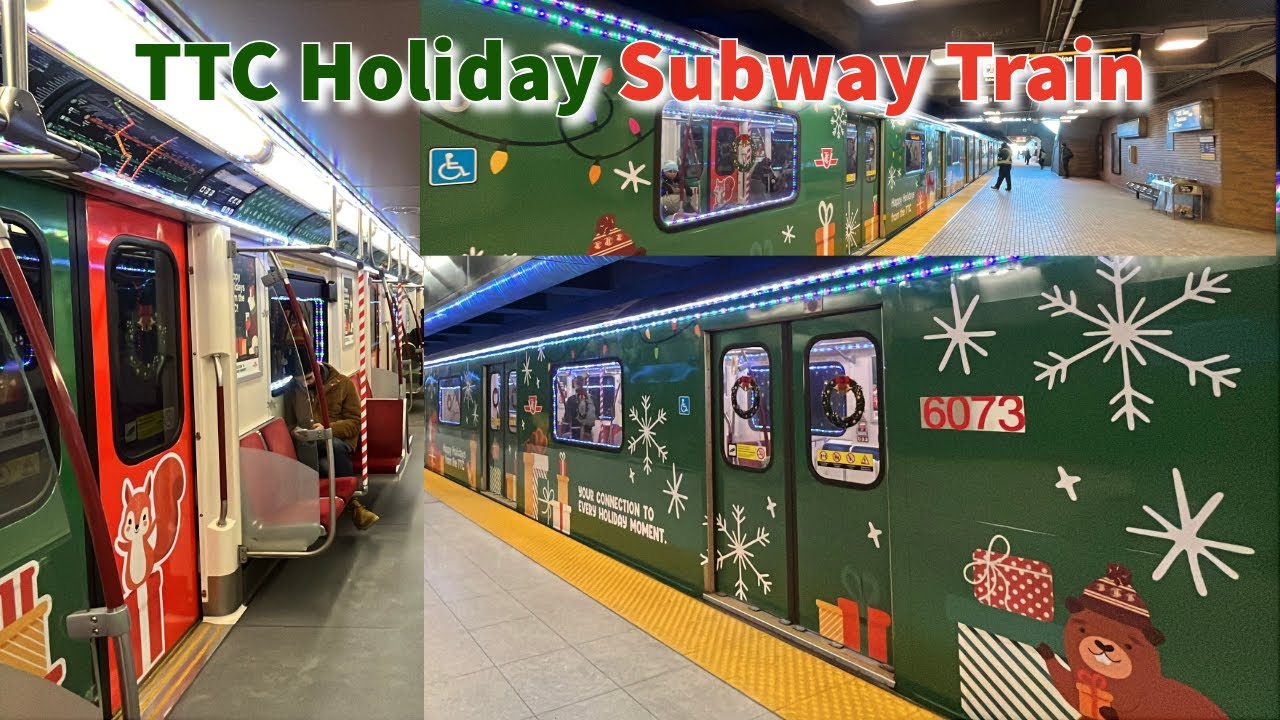 Toronto TTC Holiday (Christmas) Subway Train on Line 1 Yonge-University ...