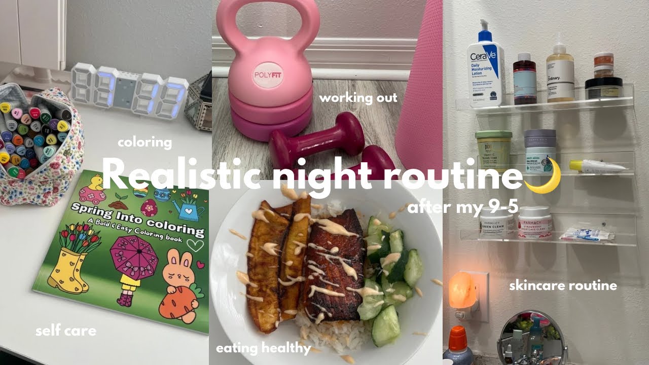 Realistic night routine after my 9-5🕯️🎀🌙 relaxing, cozy & productive ...