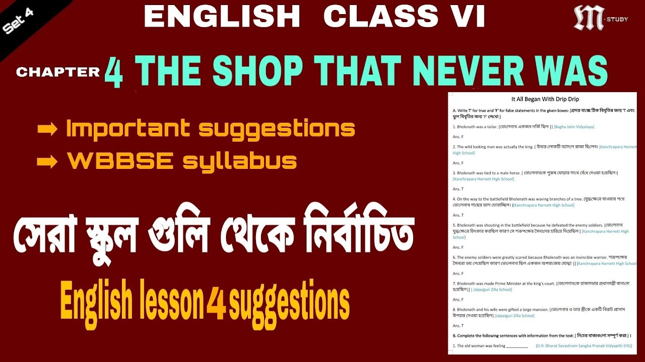 4) Class VI important suggestive questions from THE SHOP THAT NEVER WAS ...