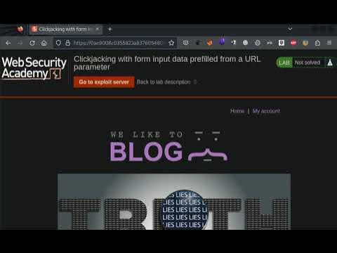 16.2 Lab: Clickjacking with form input data prefilled from a URL parameter | 2023 - YouTube