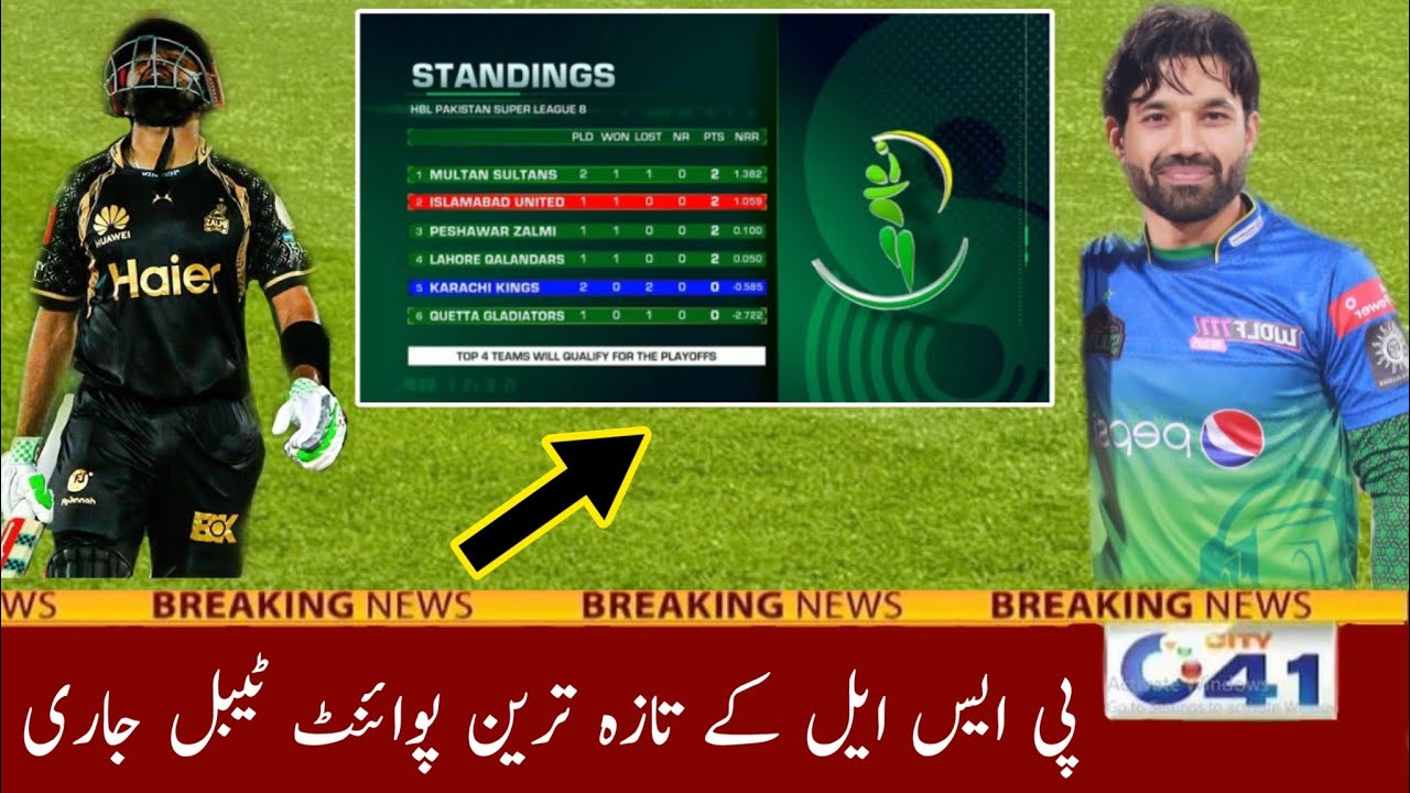 PSL Latest Points Table After Multan Sultans And Peshawar Zalmi Match ...