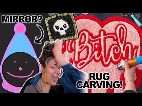 Satisfying RUG CARVING ✨ Drawing a CLOWN MIRROR? & My 1st Granny Square! | Artsy Studio Vlog #91