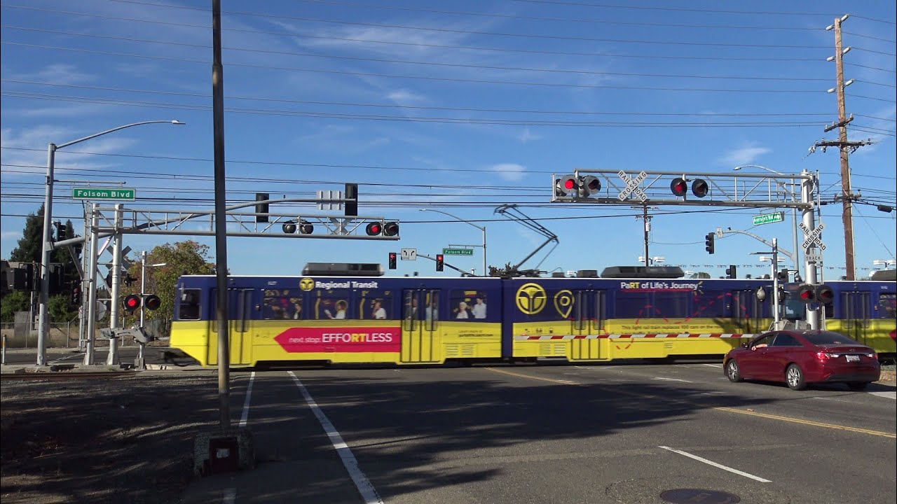 Sacramento SACRT Light Rail Gold Line Trains, Aerojet Rd. Railroad ...