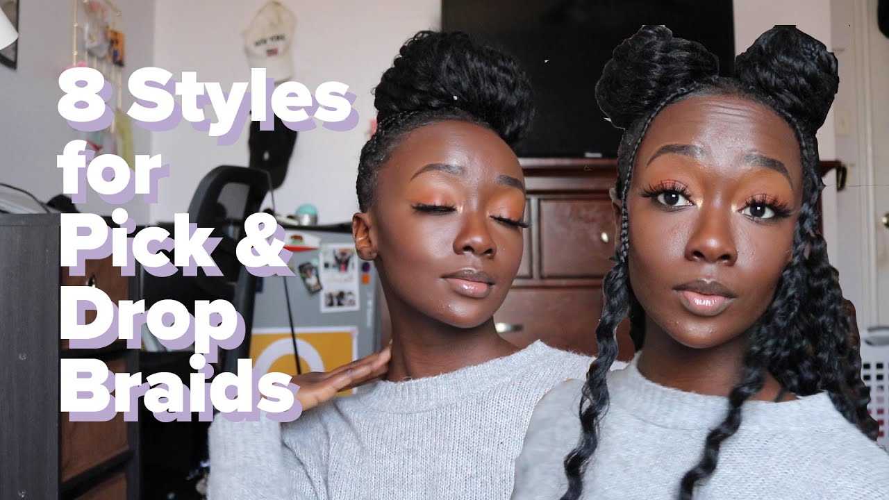 Styling Pick & Drop Braids | Freetress Deep Twist Curl - YouTube