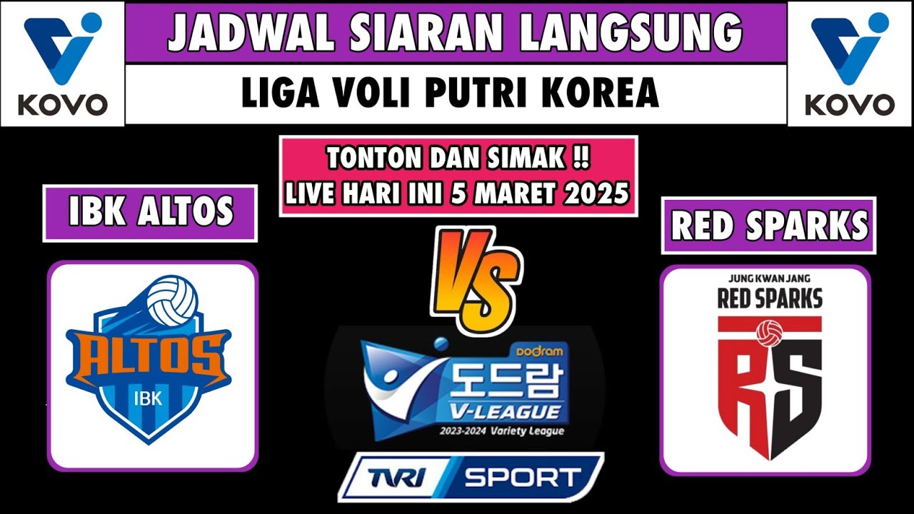 Live Red Sparks Hari Ini - Voli Korea Live Hari ini 2025 - IBK Altos vs ...