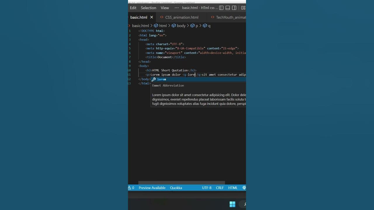 Html Short Quotation Short Quotation In Html Shorts Code Html5 Youtube
