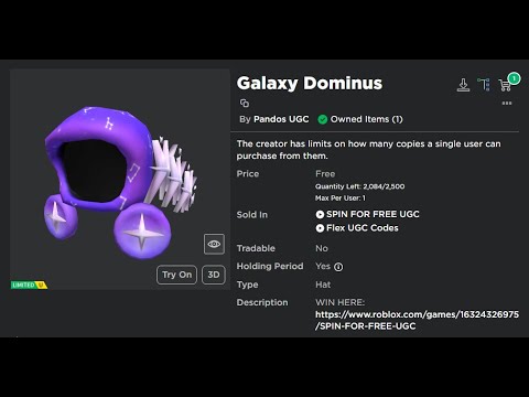 Claiming the Galaxy Dominus UGC Limited | Roblox - YouTube