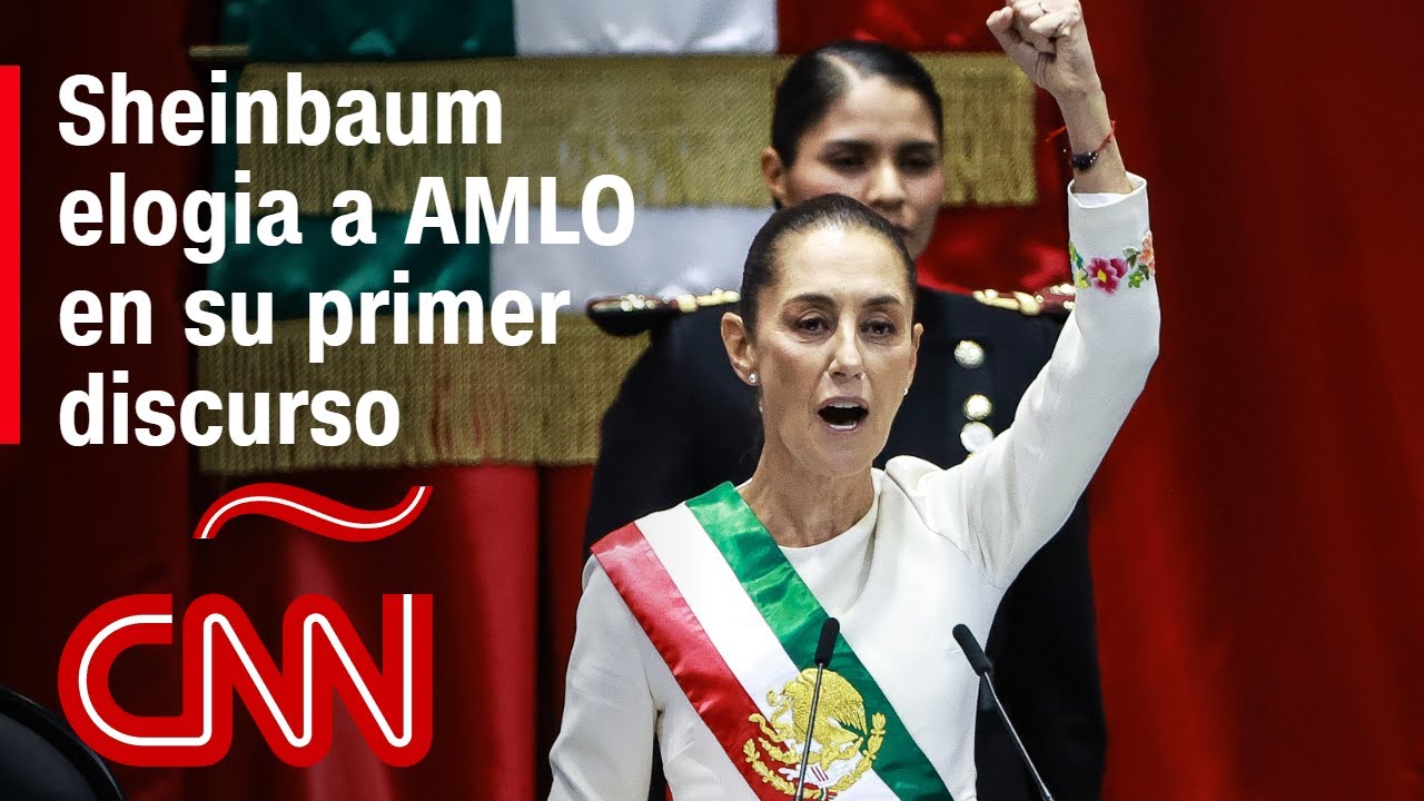 Sheinbaum elogia a AMLO en su primer discurso - YouTube