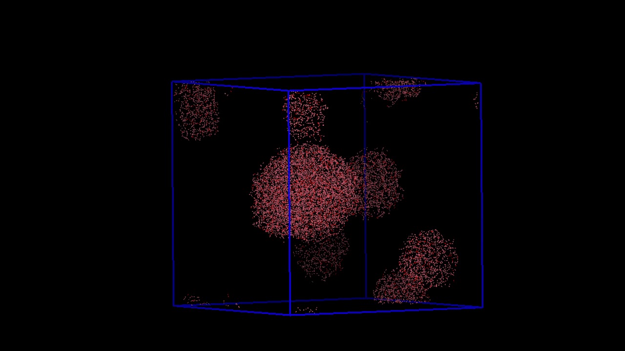Molecular simulation of Water Droplets joining together - YouTube