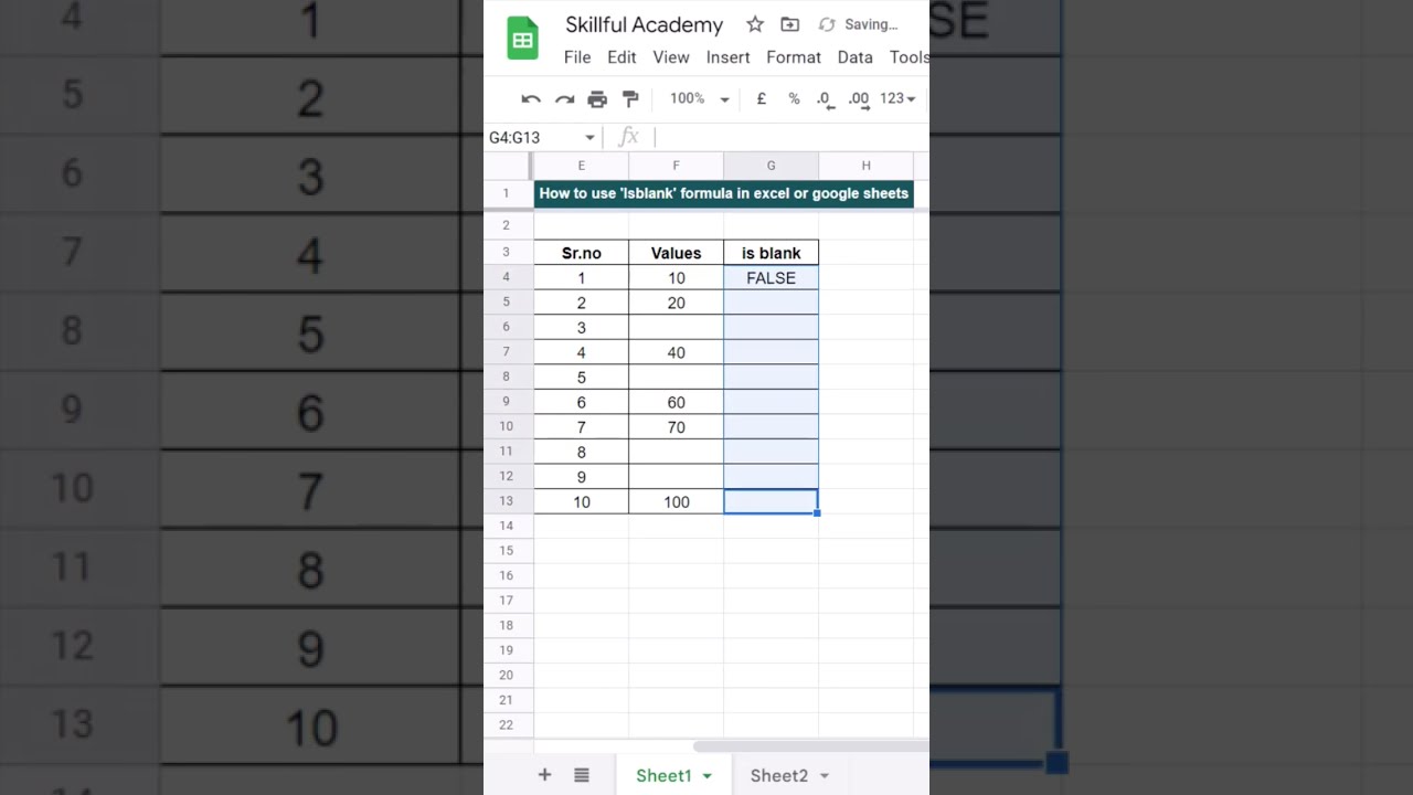 How To Use Isblank Formula In Excel Or Google Sheets 15 Secs YouTube How To Use Isblank Formula In Excel Or Google Sheets 15 Secs YouTube