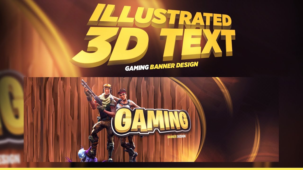 Photoshop Tutorial: Illustrated 3D Text Gaming Banner Design - YouTube