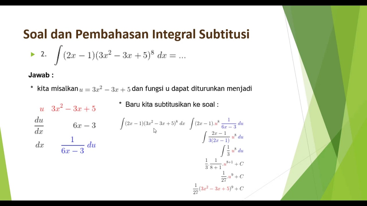 Materi integral dengan metode subtitusi - YouTube