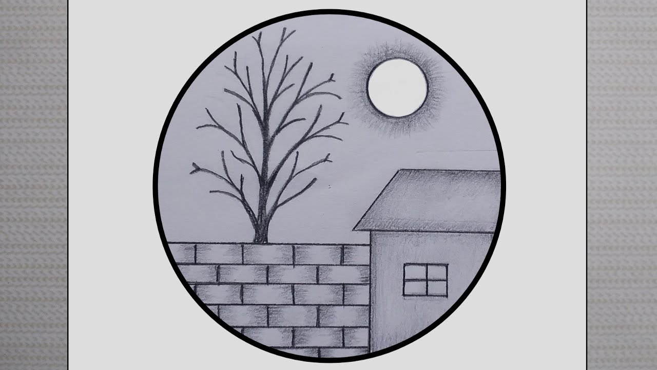 How to draw a scenery in circle 🔥 circle scenery drawing 🔥 drawing ...