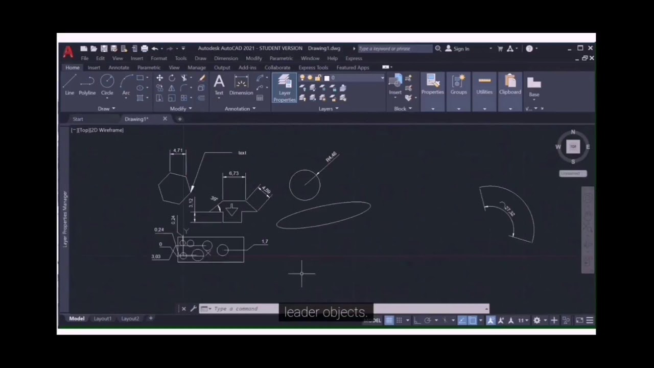 AutoCAD Tutorial | 2D type of Dimensions, Leader, measuregeom - YouTube
