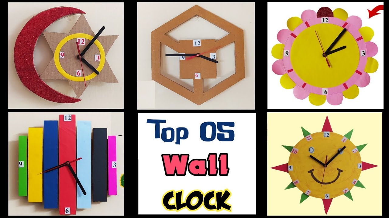 5 Creative DIY Wall Clock Idea's || Wall Clock Craft Idea's - YouTube