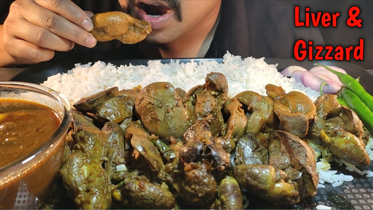Mukbang Eating|Chicken Liver And Gizzard Curry | Eating Spicy Chicken ...