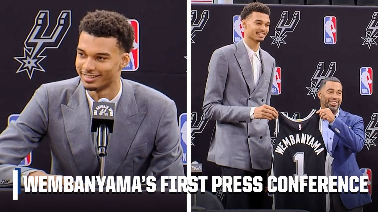 Victor Wembanyama introduced by San Antonio Spurs in rookie press ...