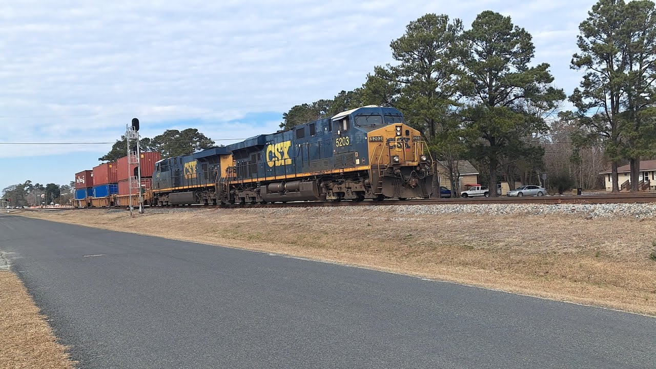 Six-Container Car Load Led By CSX # 5203 With a Solid - K5hl Leading ...