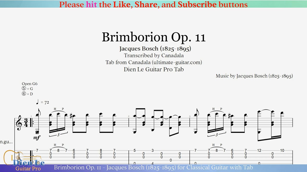 Brimborion Op. 11 - Jacques Bosch (1825-1895) for Classical Guitar with ...