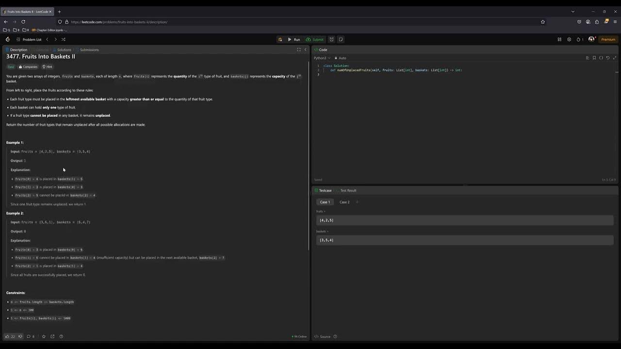Leetcode 3477: Fruits Into Baskets II - YouTube